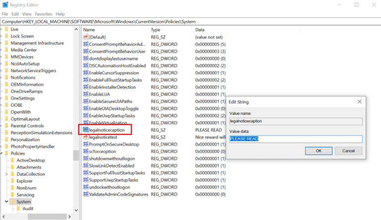 How to Display Custom Message Banner on the Windows 10 Login Screen