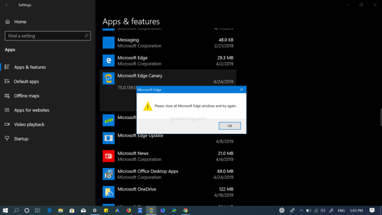 Error "Please Close All Microsoft Edge Windows and Try Again" - Fix