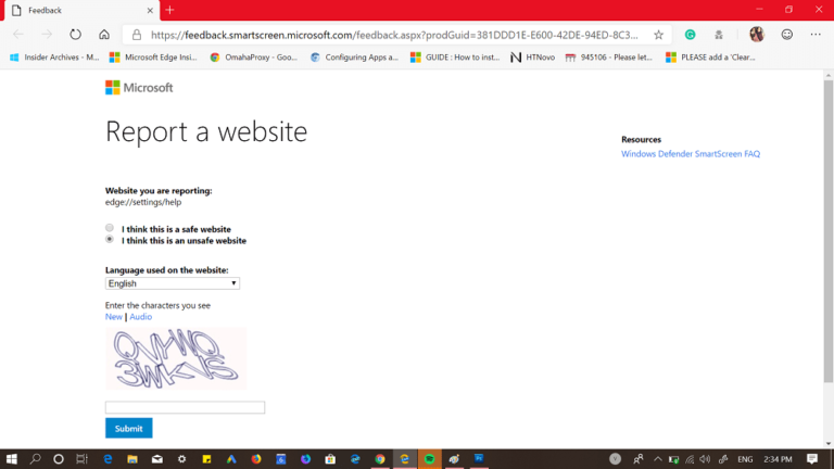 Report unsafe sites with Edge Chromium-Based that can be Dangerous