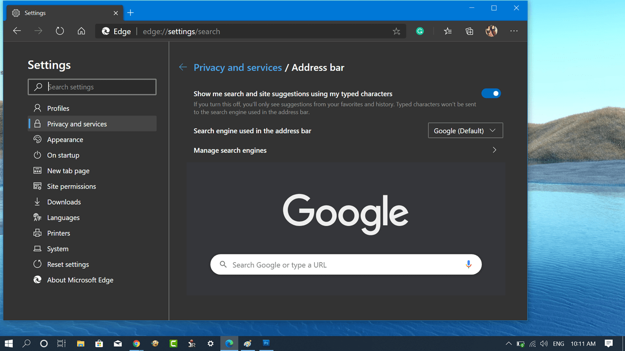 Make Google Default Search Engine In Microsoft Chromium Edge