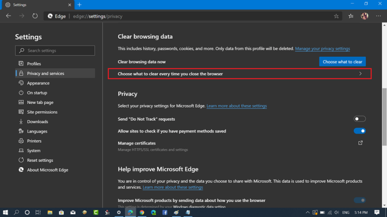 How to Clear Browsing Data (Cache, Cookies..) in Edge Chromium