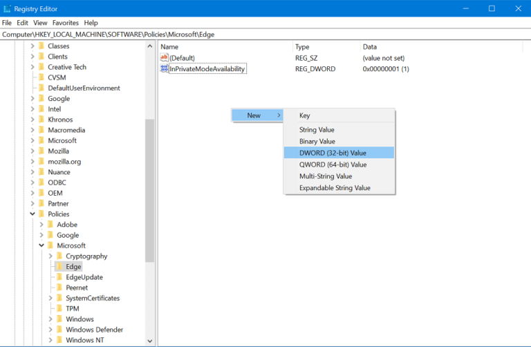 How To Disable Or Enable Edge Inprivate Browsing Mode In Windows 10