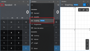 Calculator app v10.2003.0.0 gets Graphing mode. for Windows 10