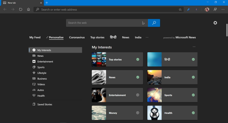 How to do New Tab Page Layout Customization in Microsoft Edge Chromium