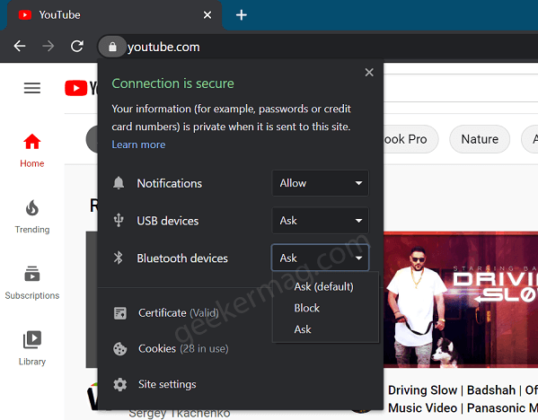 Chrome 85 let users control Bluetooth permissions in settings UI