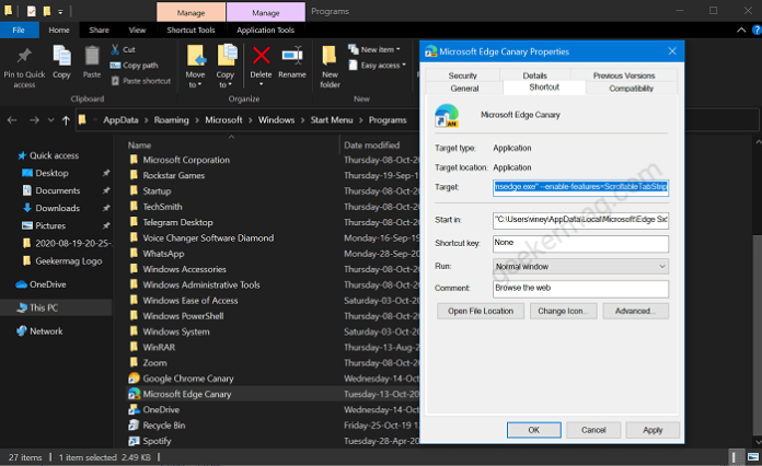 Enable or Disable Scrollable TabStrip in Microsoft Edge