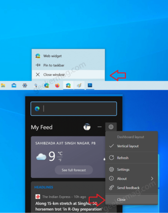 How to Show Edge Web Widget in Windows 10 Taskbar