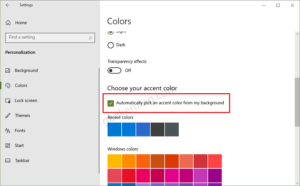 Fix - “Start, Taskbar, and Action Center” Accent Color Grayed out on Windows 10