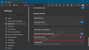 How to Enable & Disable Mini Menu on Text Selection in Edge
