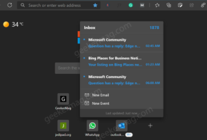 How to Check Outlook Emails from Edge New Tab Page Quick Links