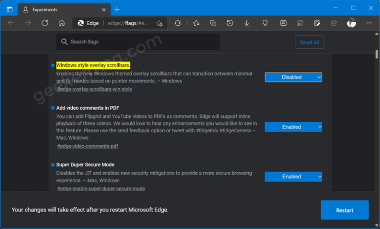 How to Enable Overlay Scrollbars for Microsoft Edge in Windows 11