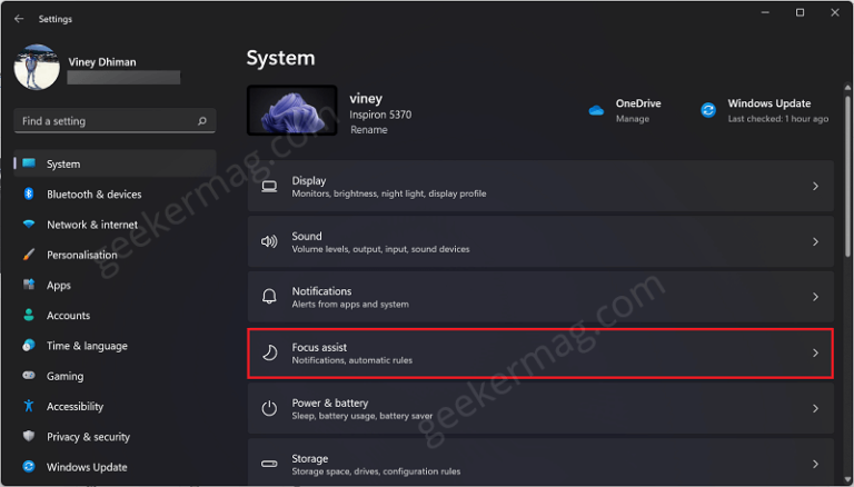 How to Turn On or Off Focus Assist in Windows 11