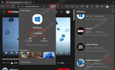 How to Follow & Check YouTube Channels Feeds Directly from Edge Browser