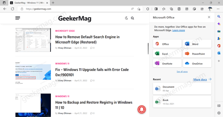 Microsoft Edge gets New Sidebar for Apps
