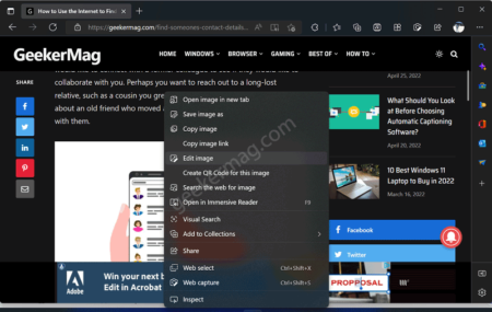 How to Edit Image before downloading in Microsoft Edge