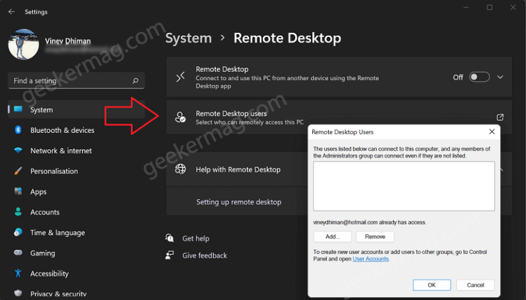 How To Fix Remote Desktop Connection issue in Windows 11
