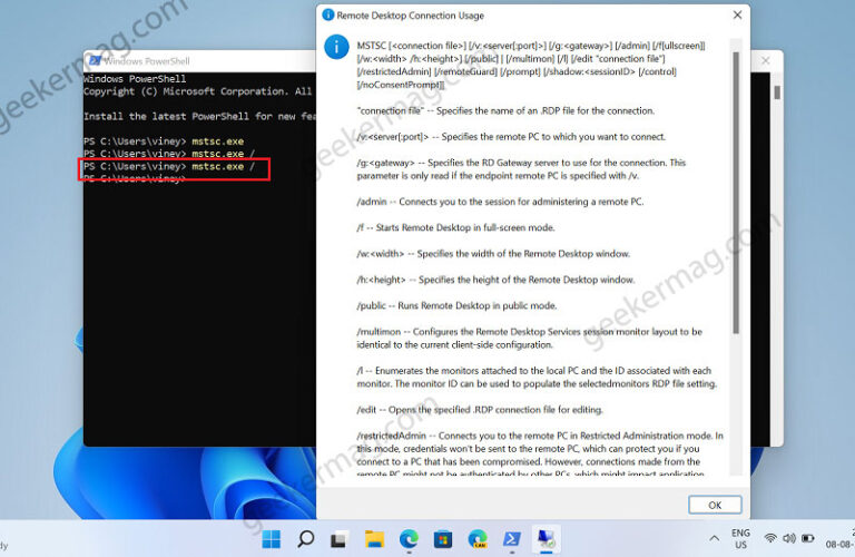 Mstscexe Explained Remote Desktop Command Line Arguments