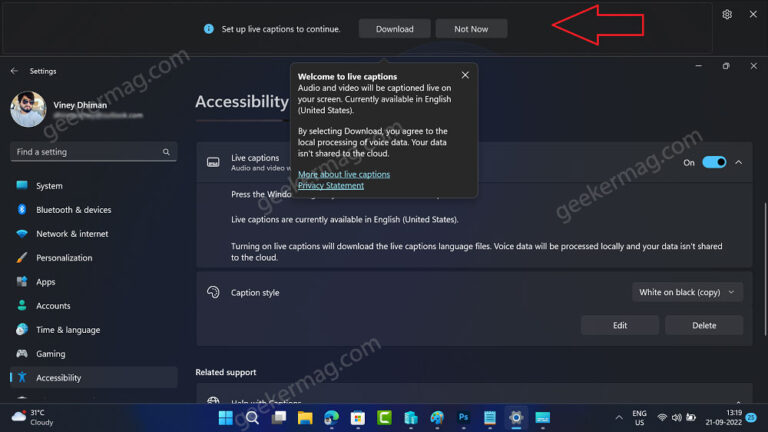 How to Enable and Use Live Captions on Windows 11