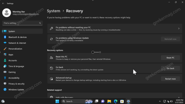 Enable "Fix problems using Windows Update" option in Windows 11 Settings