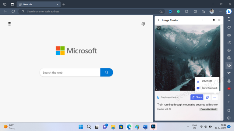 Use Microsoft Edge AI Image Creator Tool to Generate Images
