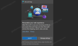 How to Disable "Personalize your web experience" Prompt in Edge